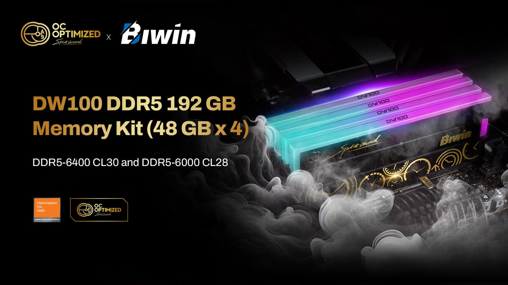 Biwin anuncia las memorias Black Opal OC Lab Gold Edition DW100 RGB ...